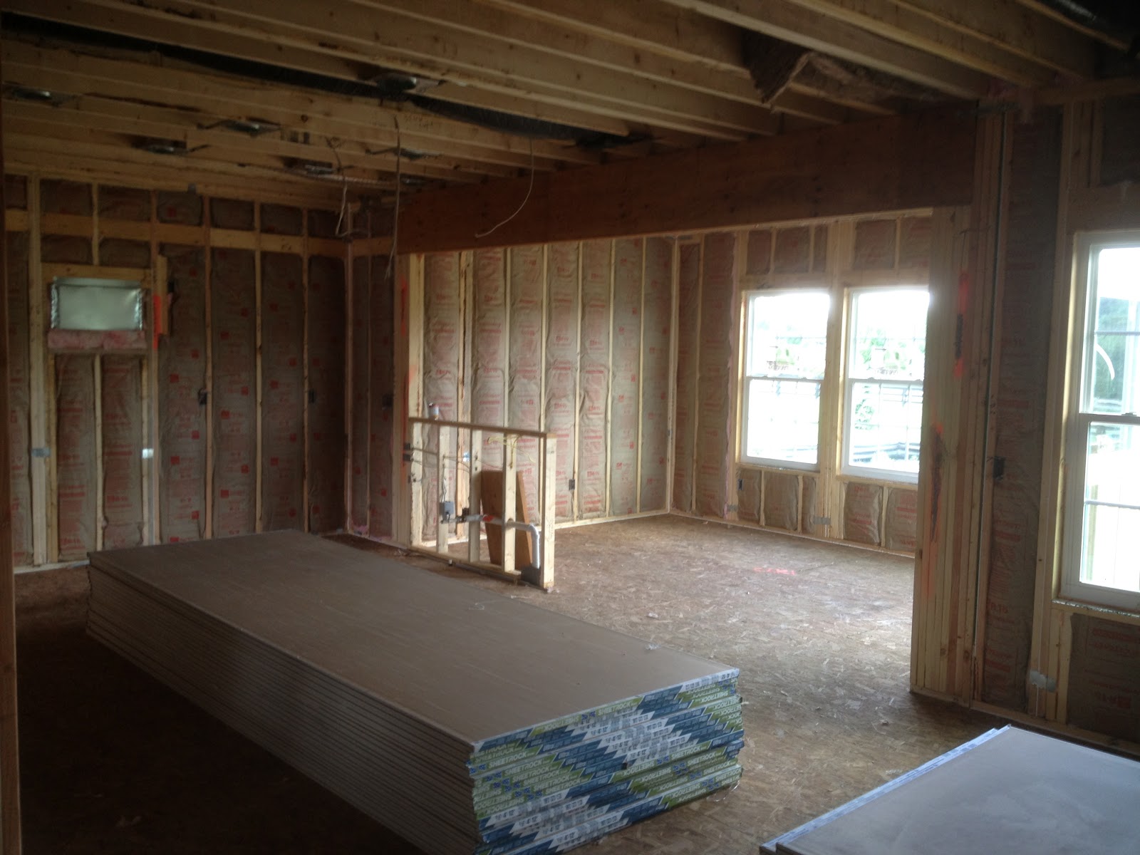 Our Building with Ryan Homes: Venice: Insulation installed, stone and ...