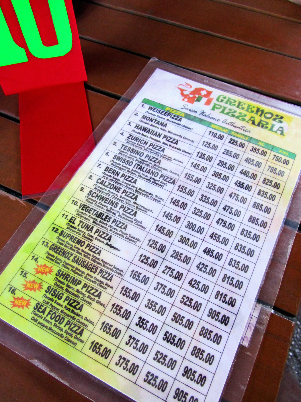 Greenoz Pizza Bacolod Menu And Prices