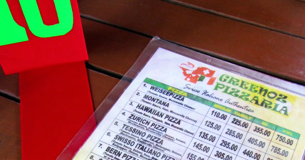 Greenoz Pizza Bacolod Menu And Prices