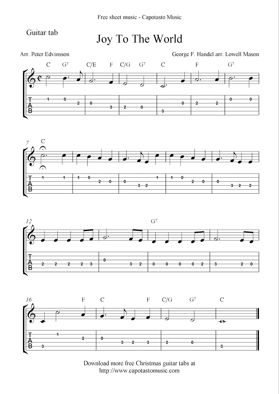 Guitar Chords For Joy To The World