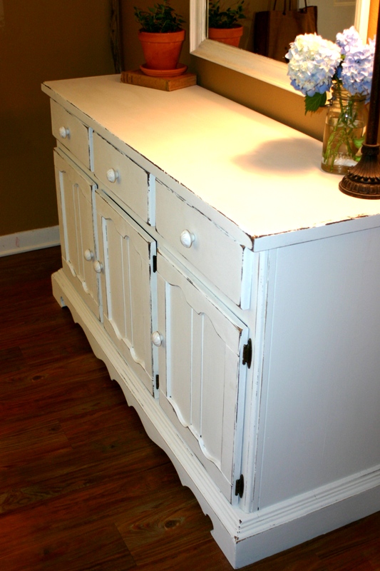 charming creations: Antique White Distressed Farmhouse Buffet Cabinet