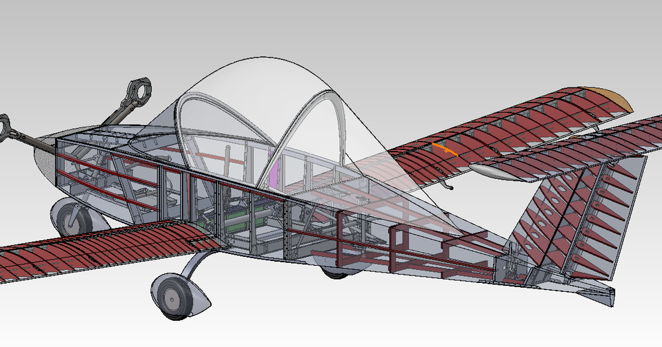 Cri Cri World Smallest Twin Engine Aircraft: Cricri MC-15 CAD Files, COMPLETE IN IGES SOLIDWORKS