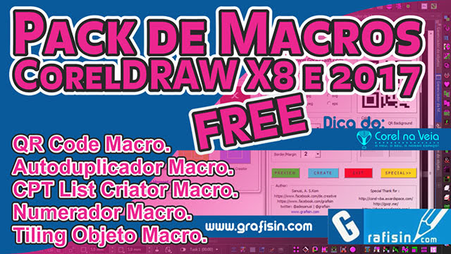 Pack Macros CorelDRAW X8 e 2017 FREE QR Code e Outras - Corel na Veia