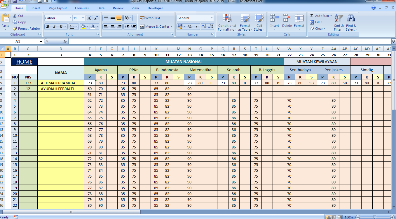 Aplikasi Excell Raport SMK Kurikulum 2013 Revisi 2018 ~ Berbagi Info