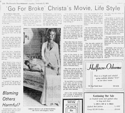 Going For Broke-The Christa Helm Story: 1974 Christa Article