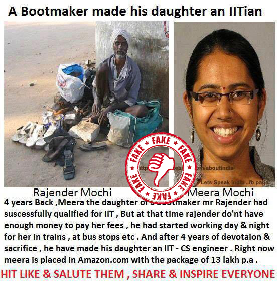 The Truth: "FAKE" A Bootmaker made his daughter an IITian