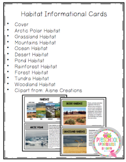 Habitat Informational Cards ~ Preschool Printables