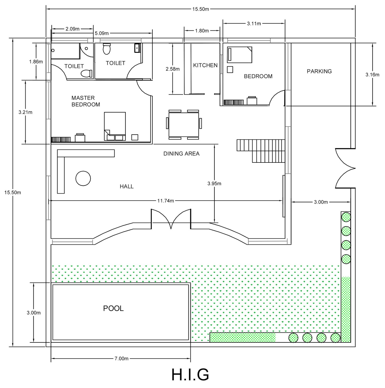 Autocad H.I.G Residential Layout