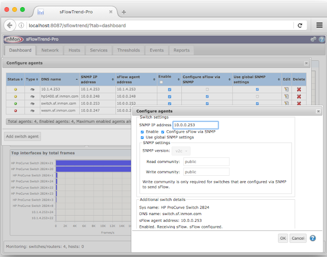 sFlowTrend: Configuring switches to send sFlow to sFlowTrend