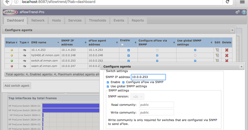 sFlowTrend: Configuring switches to send sFlow to sFlowTrend