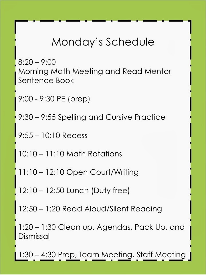 I Love My Classroom: My Daily Schedule