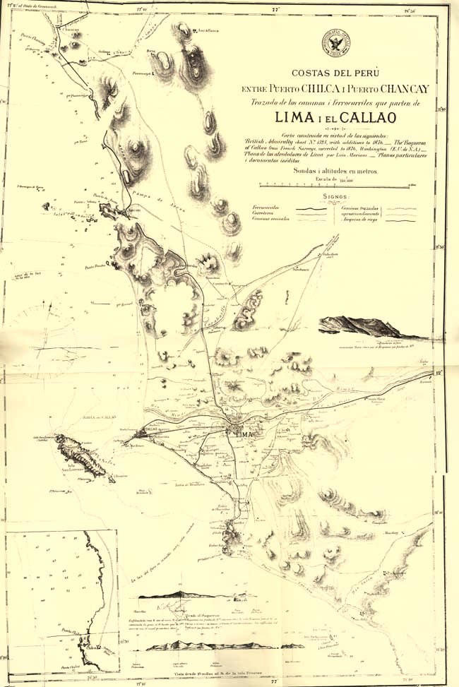 Costas del Perú entre Puerto Chilca y Puerto Chancay. Trazado de los ...