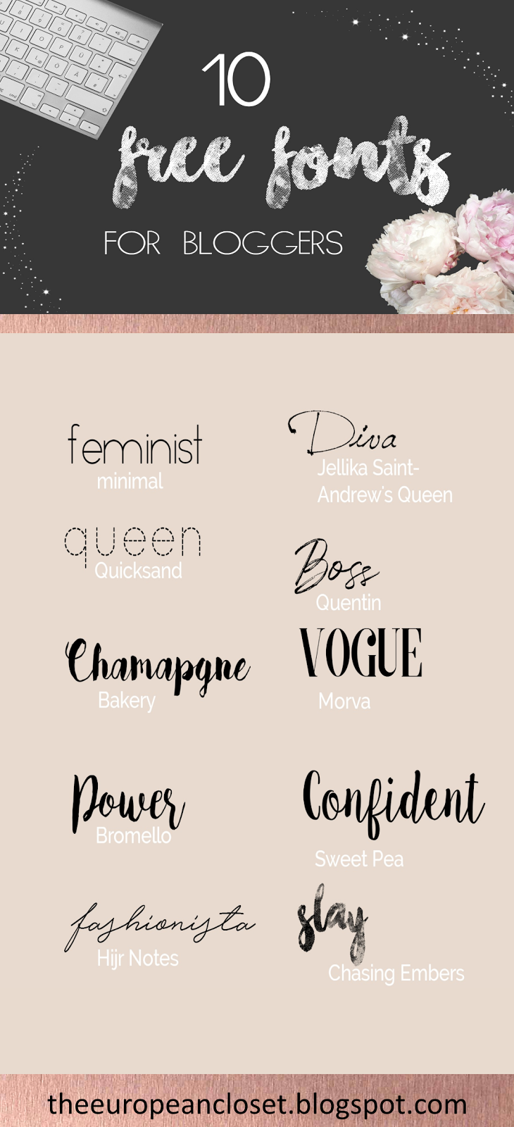 10 Free Fonts For Bloggers - The European Closet