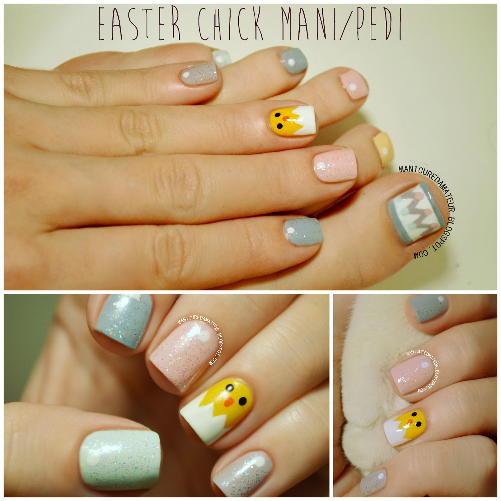The Manicured Amateur: Easter Chick Nail Art + Easter Pastel Pedicure