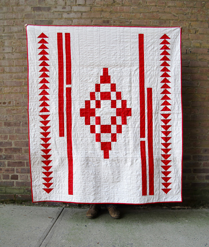 Six White Horses: XL Ikat: A "Modern" Red and White Quilt