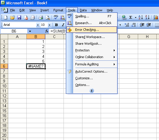 Error Checking In Microsoft Excel 2003 ~ Microsoft Office Support