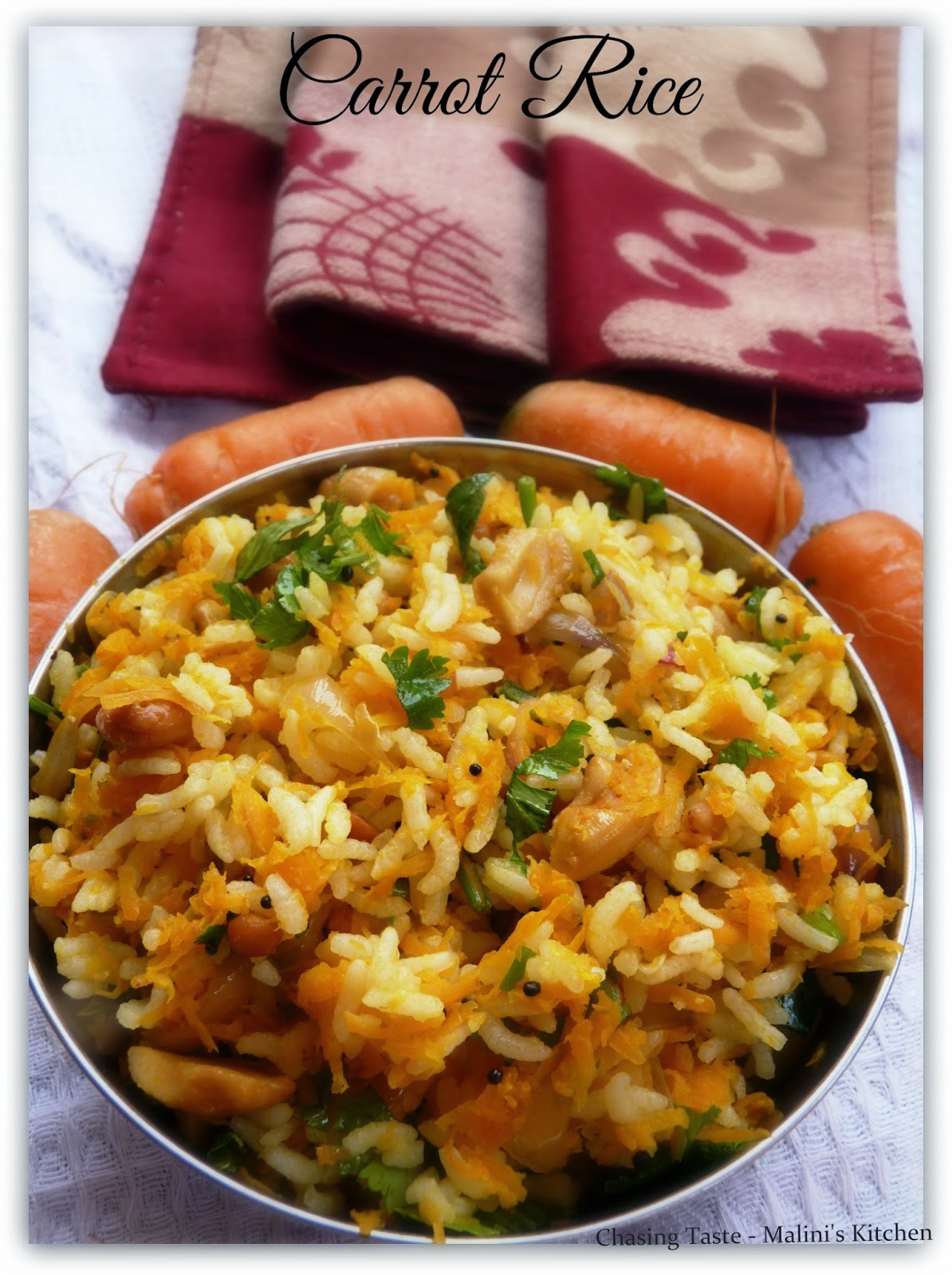 Chasing Taste: Carrot Rice Recipe - Carrot Sadam Recipe