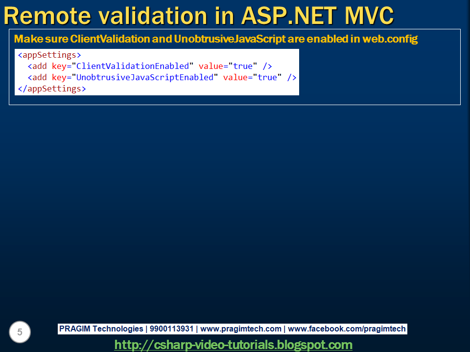 Sql server, .net and c# video tutorial: Part 89 - Remote Validation in MVC