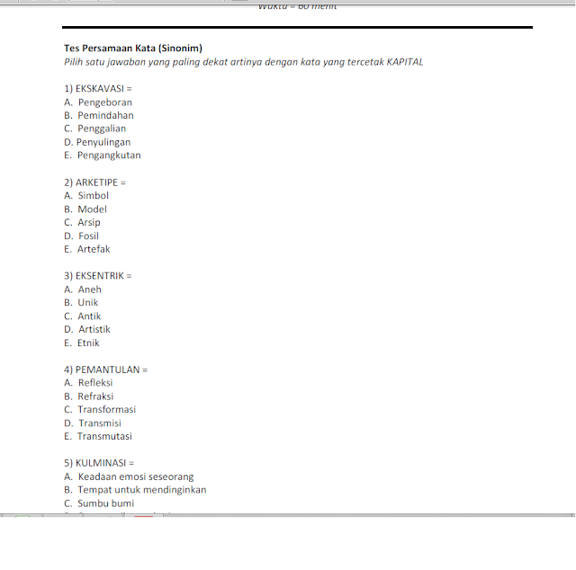 Kumpulan Soal Tes Potensi Akademik TPA - CUMI KRITING