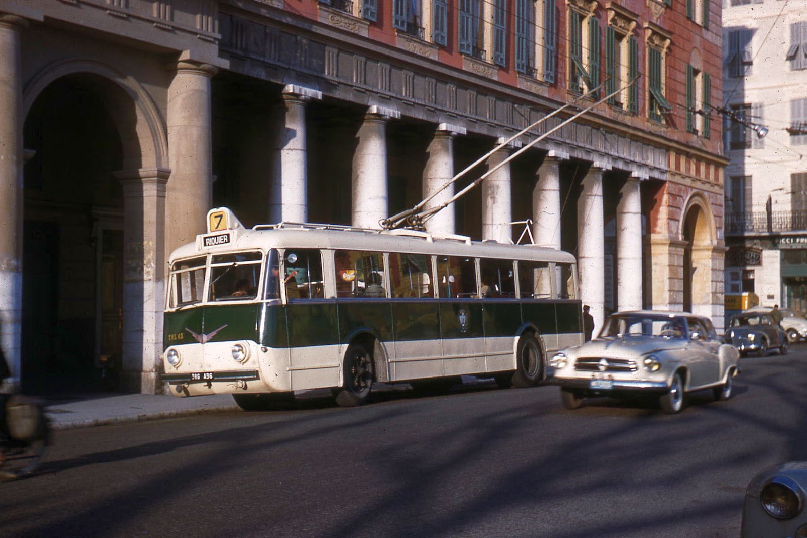transpress nz: Vetra trolleybus in Nice, France, 1961
