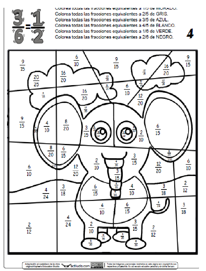 Fracciones Con Dibujos Para Colorear - Image to u