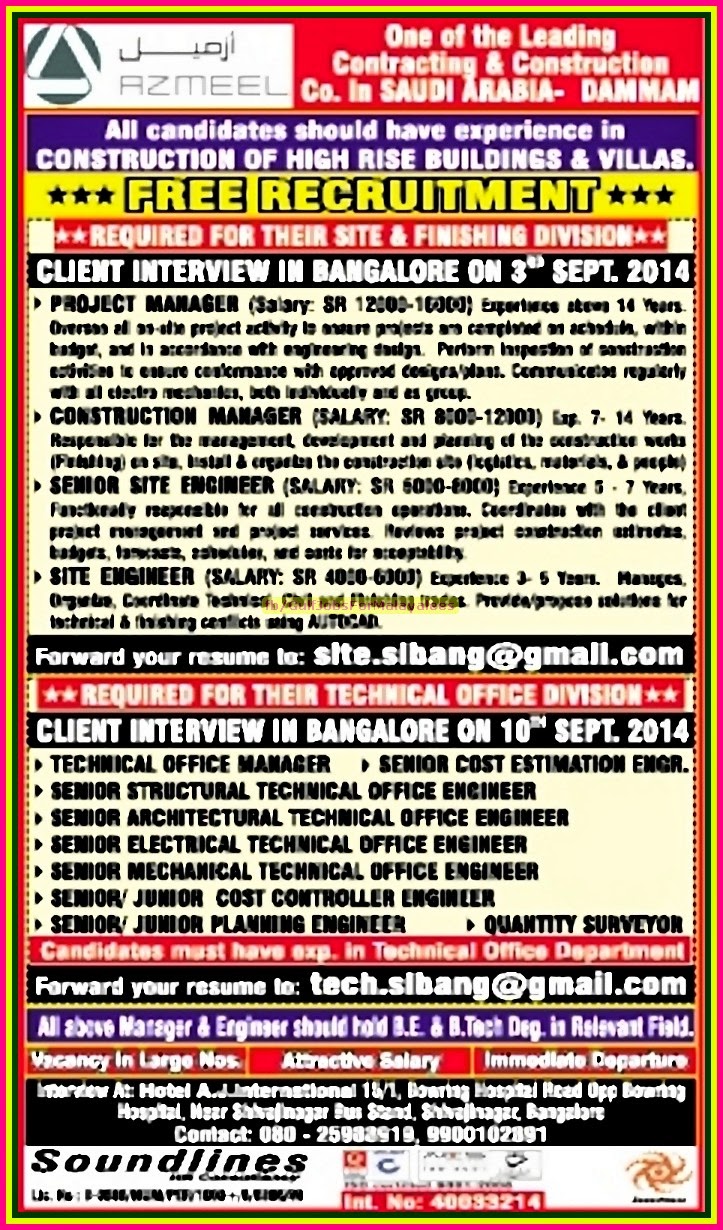 AZMEEL Leading contracting & construction Job Vacancies for KSA - Free ...