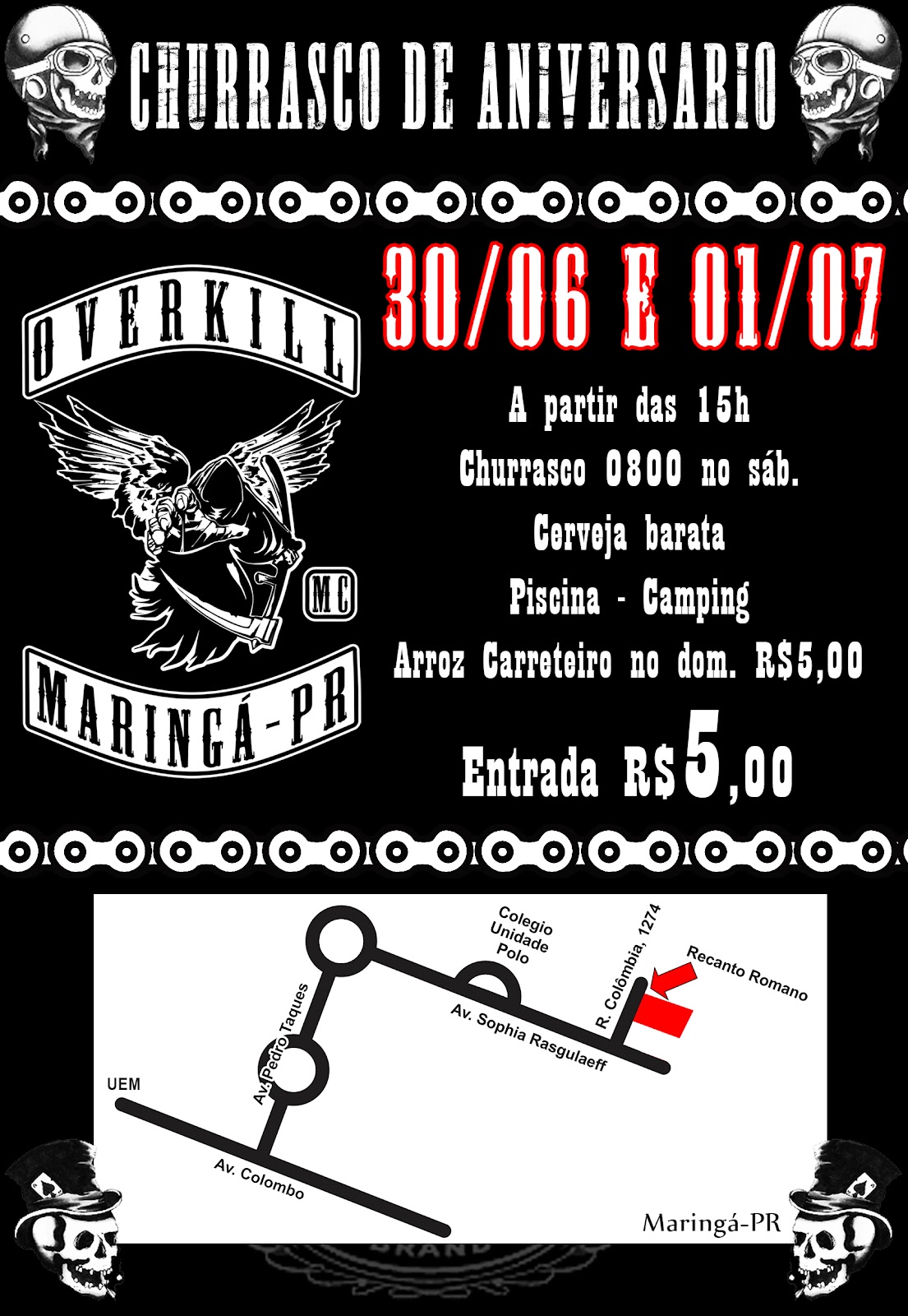 Boinas Pretas M.C. Presidente Venceslau: Aniversário OVERKILL MC