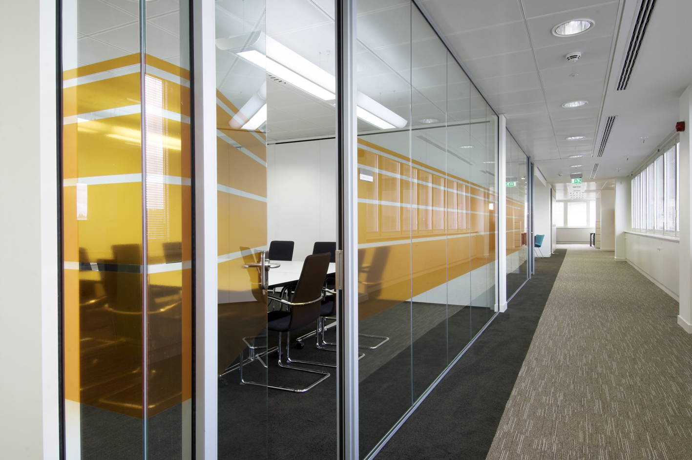 glass partition: Office Building Corridor Glass Partition