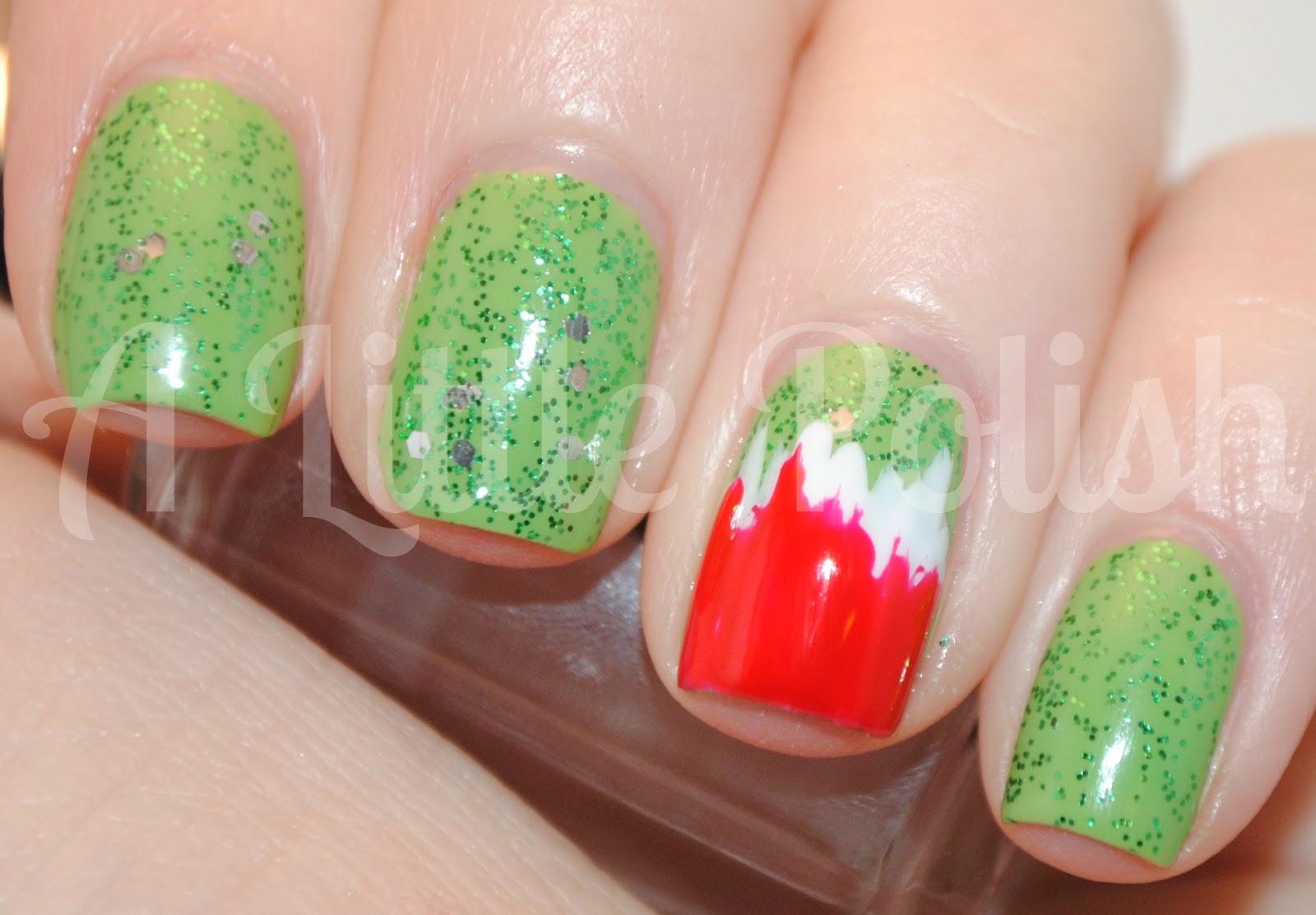 A Little Polish: Green Red and White with OPI - Fresh Frog of Bel Air