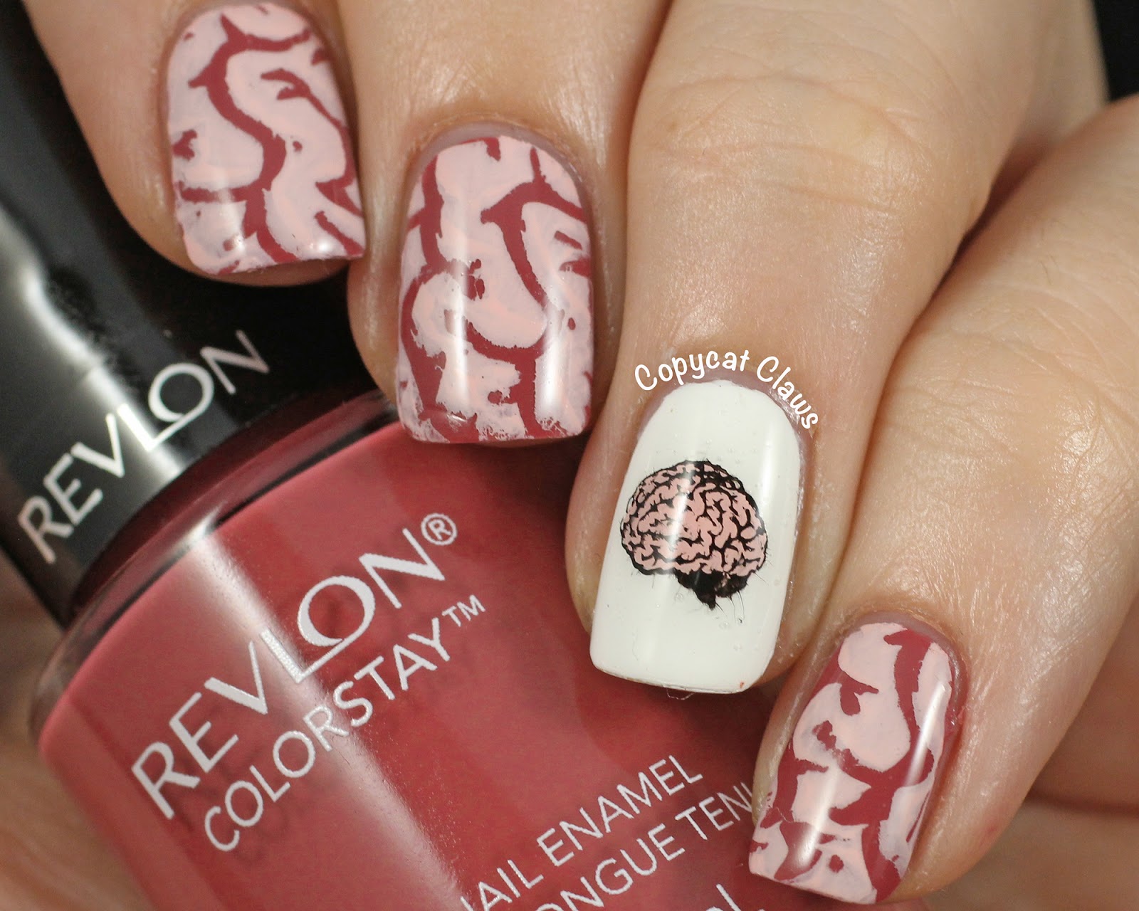 Copycat Claws: Vivid Lacquer Brain Nail Stamping