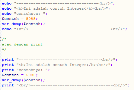 PHP Echo / Print dan Tipe Data