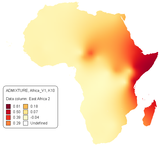 Ethio Helix ኢትዮ:ሒሊክስ: Gradient Maps for African ADMIXTURE components