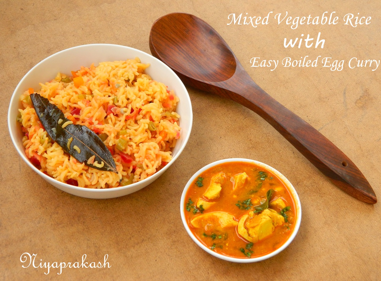 Niya's World: Mixed Vegetable Rice with Easy Boiled Egg Curry