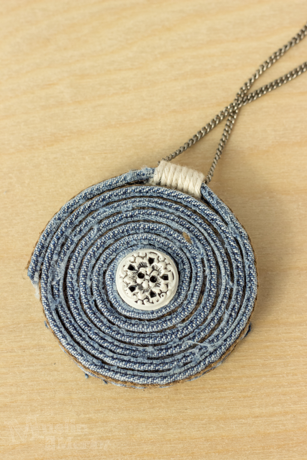 DIY Upcycled Blue Jean Necklace - Muslin and Merlot