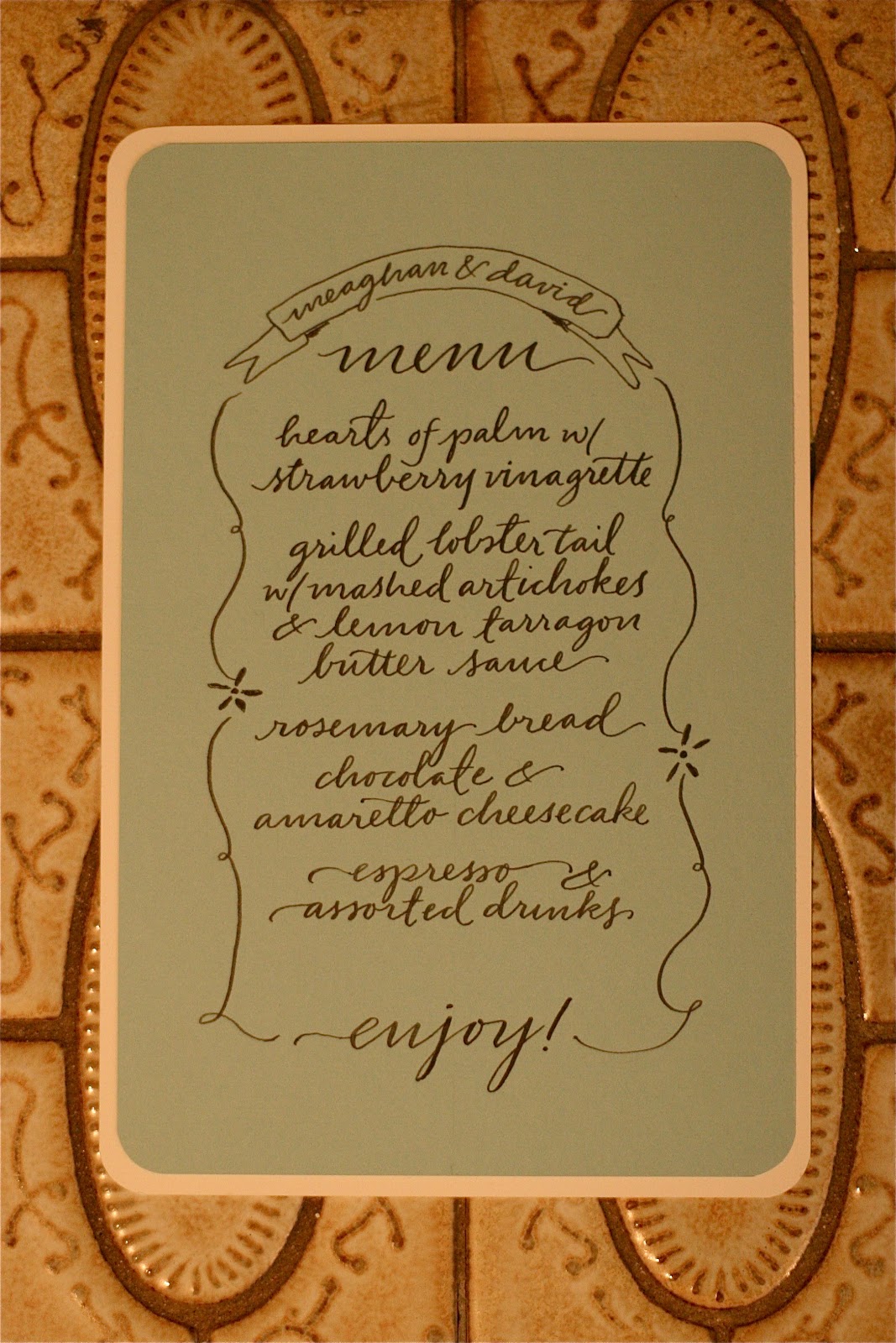 p a p e r g l a z e calligraphy: Hand-written menus that can made into ...