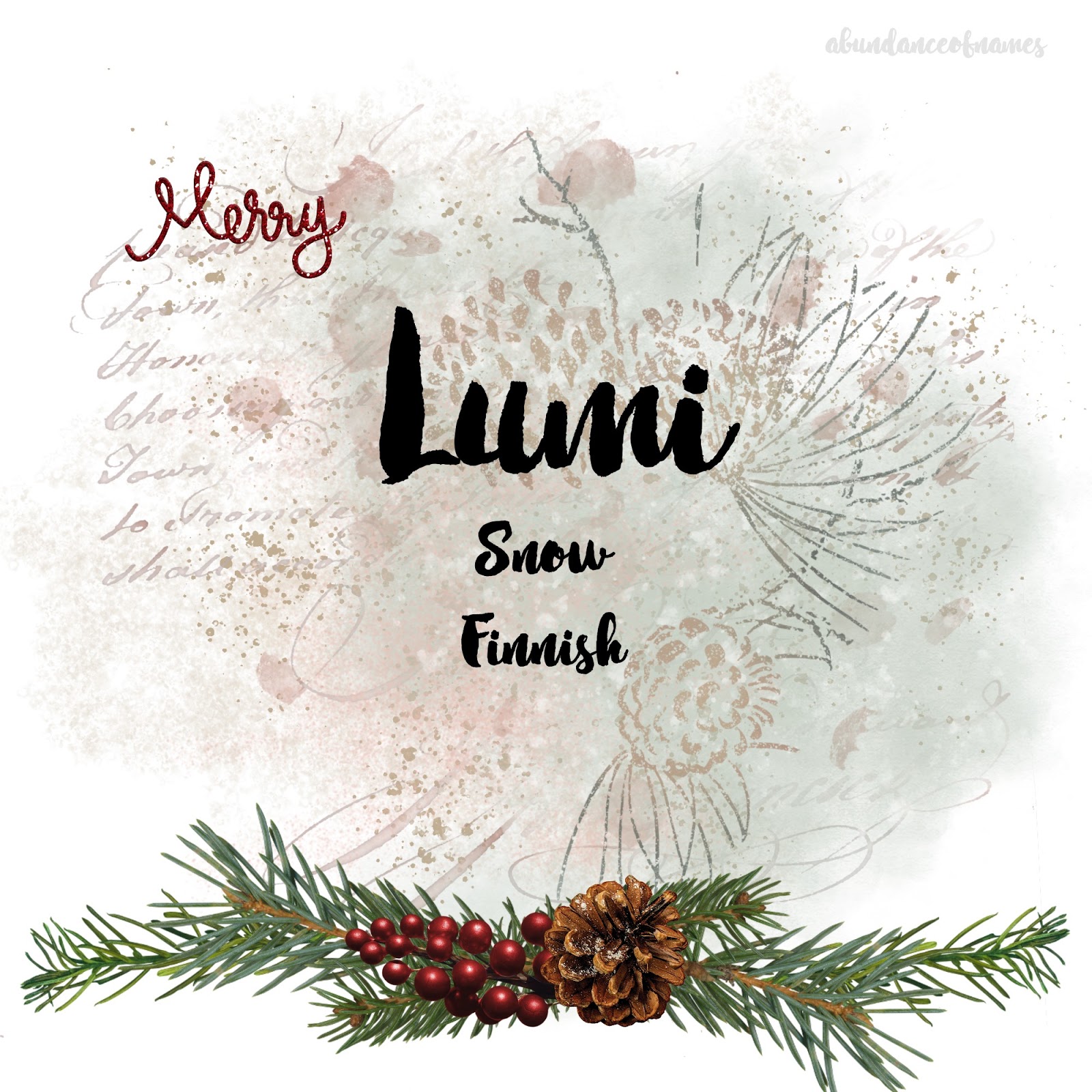 Ren's Baby Name Blog: Nature Namemas: Lumi