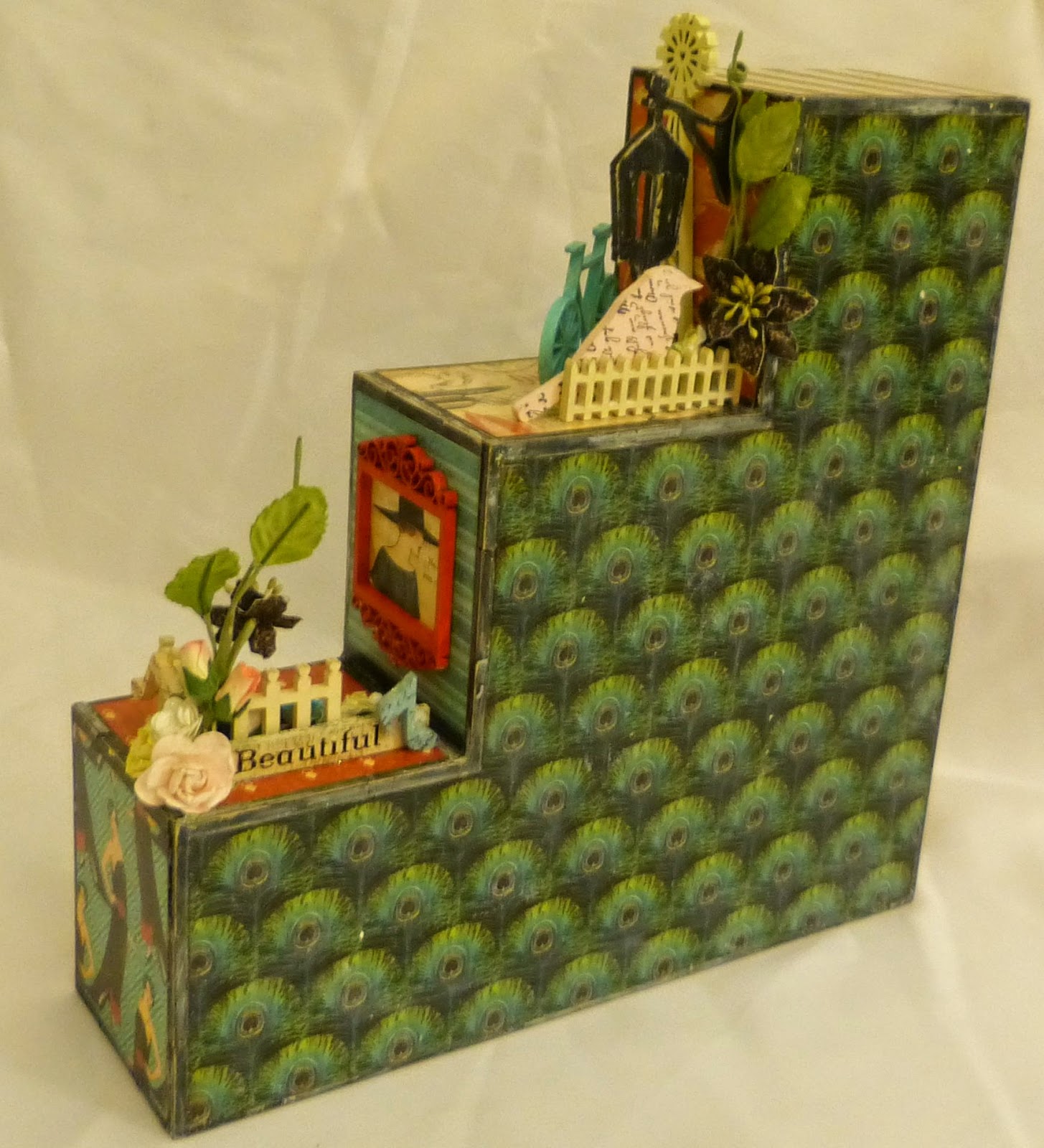 SaCrafters: Altered wood step shadow box with drawers