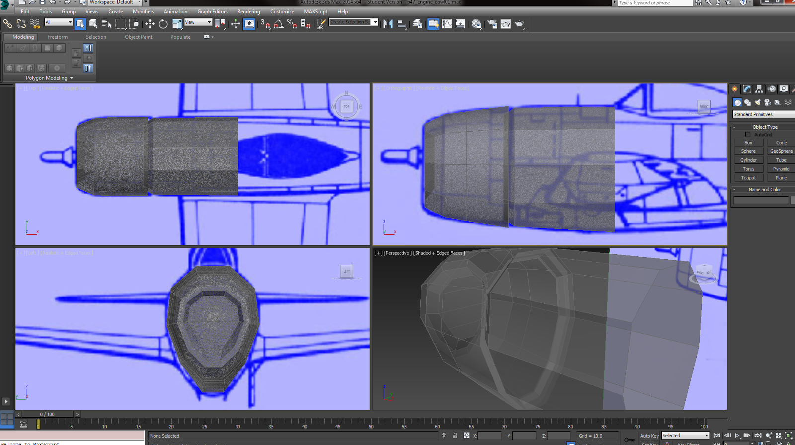 3D Modelling and Animation: Week 3, modelling an aircraft.