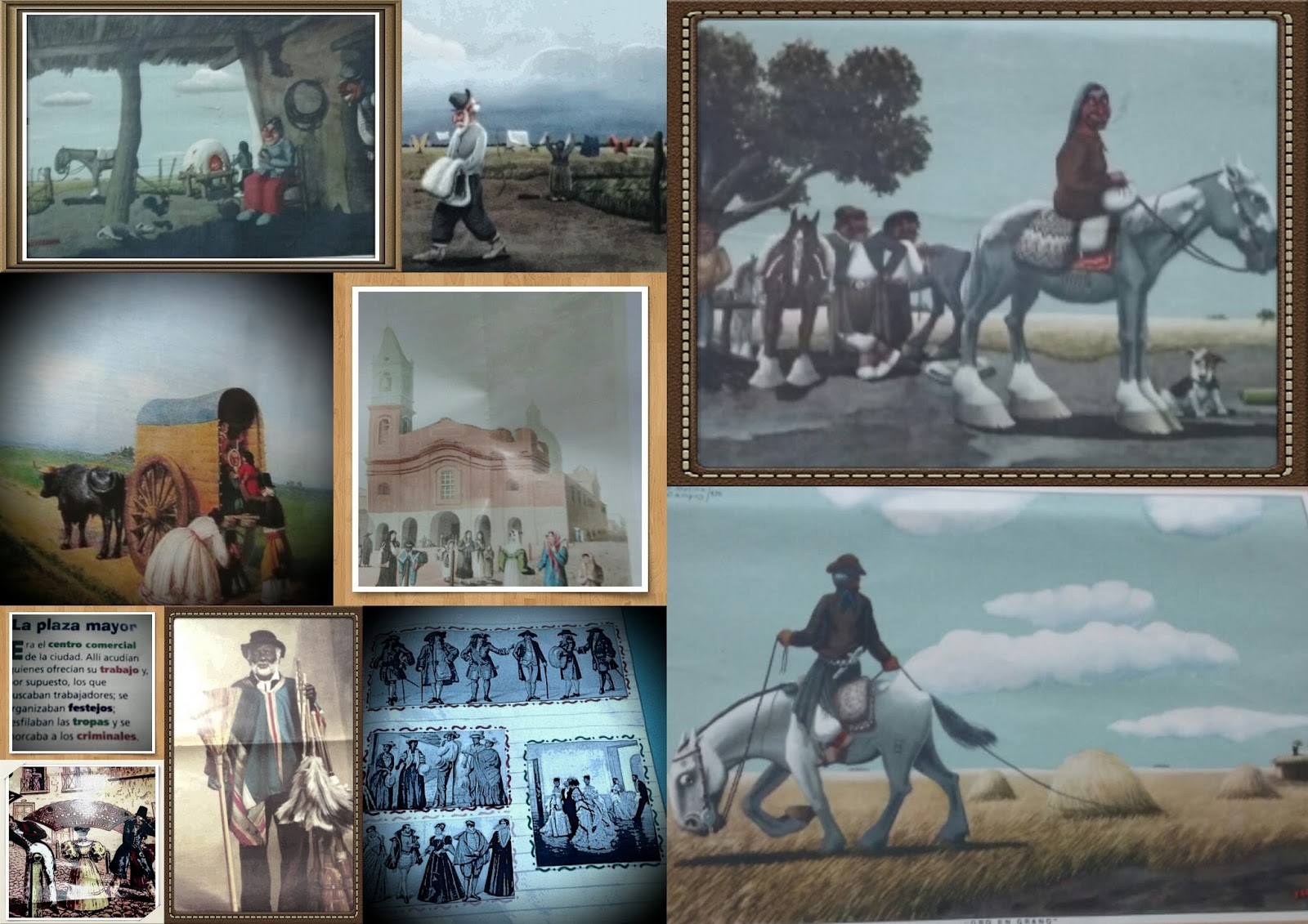collage de imagenes de la vida en la época colonial | Aprendo y me divierto