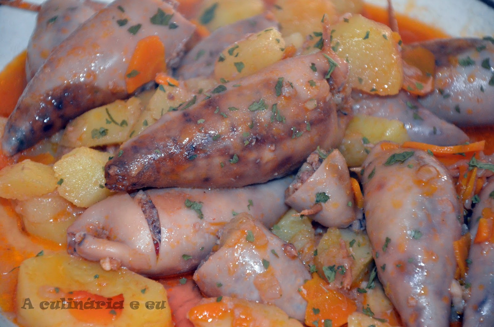 Lulas recheadas guisadas