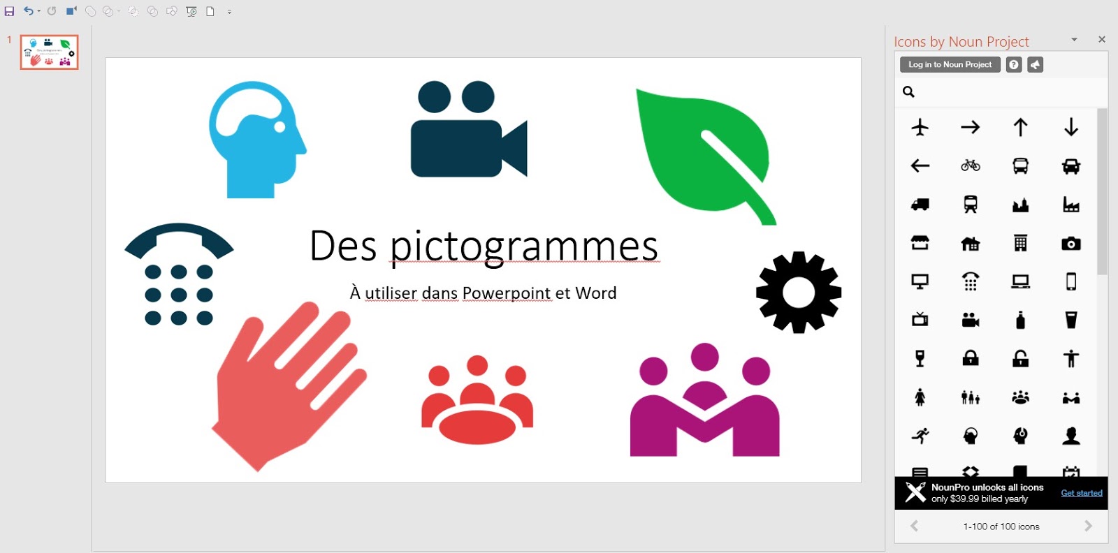 The Noun Project intégré dans Word et Powerpoint