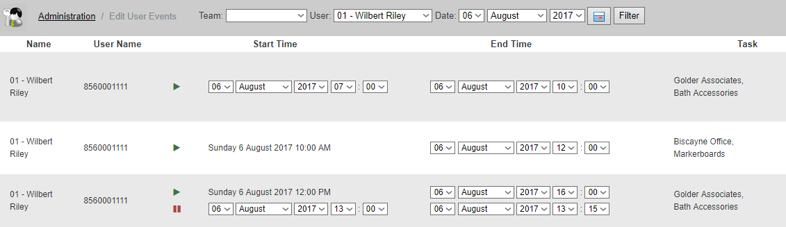 Econz Wireless: Timecard GPS: Editing User Events