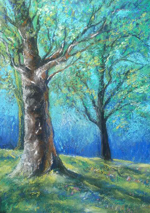 Arti's art -- Life as I see it: Twin Trees in Pastels
