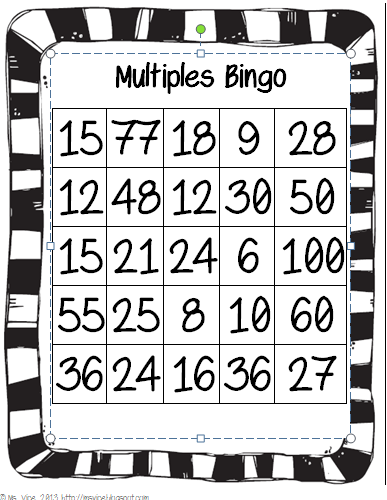 Stuff and Things: Factor & Multiples Bingo!