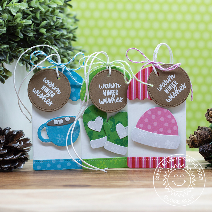 Sunny Studio: Build-A-Tag Holiday Tags: Warm Winter Wishes Tags with Eloise