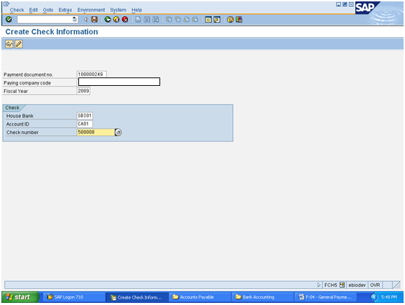 Free SAP Training Manuals: T Code- F-04 / FCH5: SAP FI USER MANUAL Bank ...
