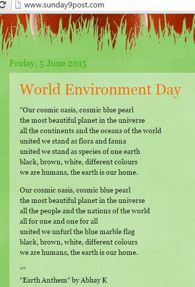 Earth Anthem: Earth Anthem during World Environment Day 2015