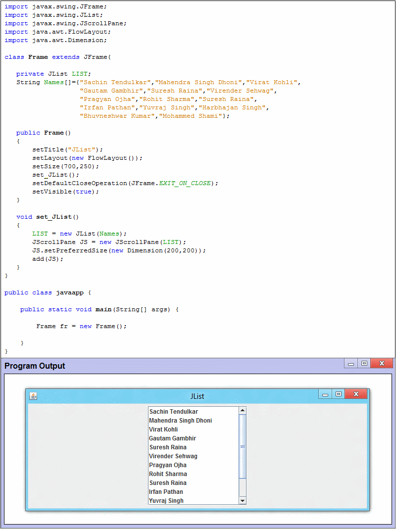 Easy Java Learn: Swing : JList