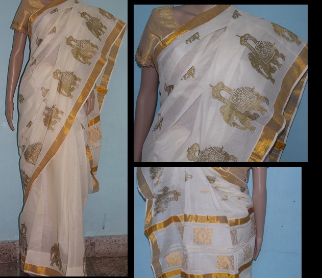 Some variations in Kerala Kasavu sarees