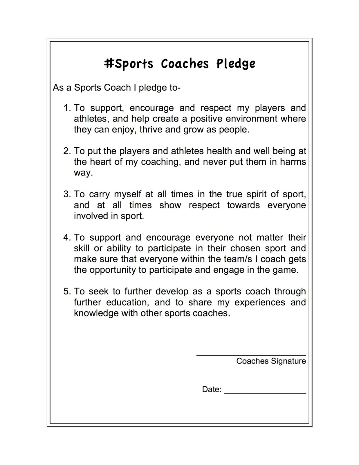 Coach Emorej Blog: Lets pledge to do better be better Sports Coaches